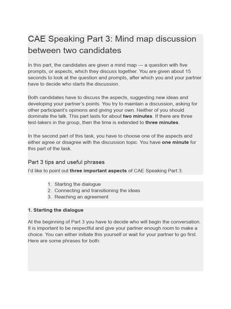 CAE Speaking Part 3_ Mind Map Discussion and Part 4 | PDF