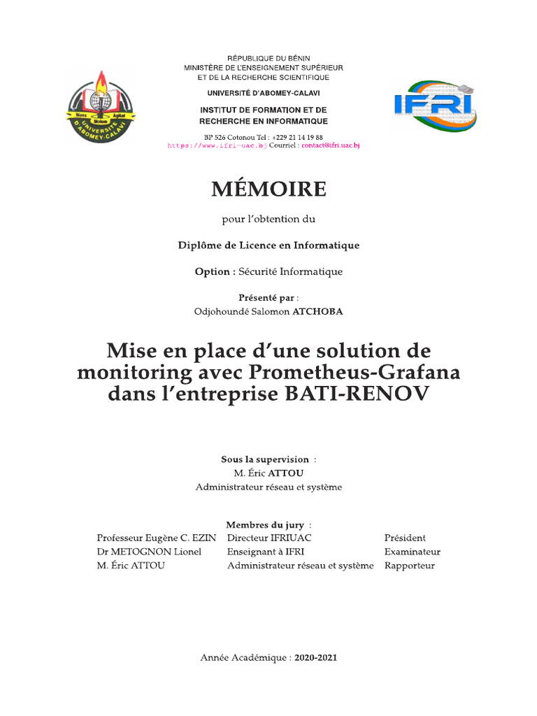memoire ifri grafana prometheus | PDF