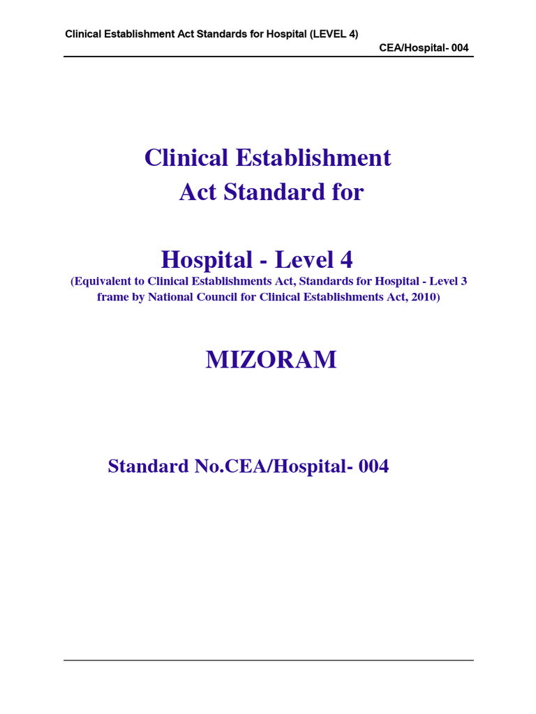 Level 4 Hospital Standards Overview | PDF | Hospital | Medicine