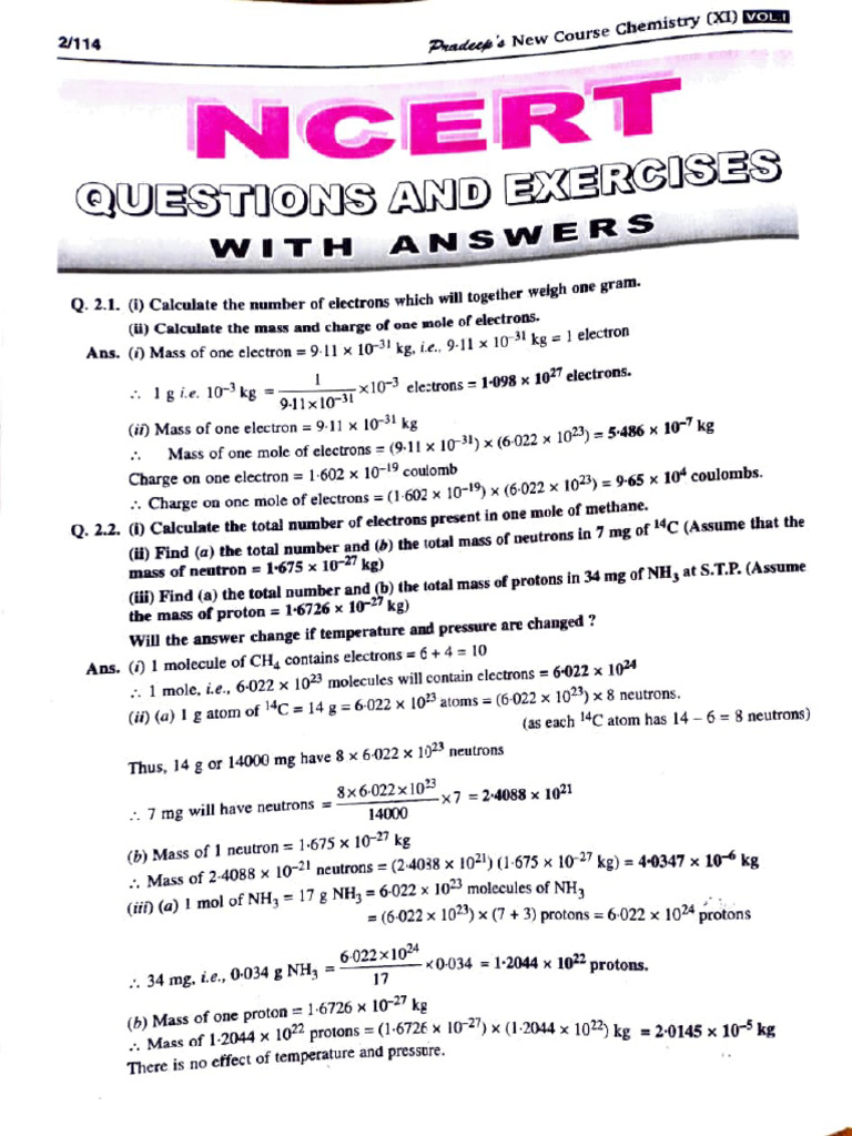 Ch 2 Atomic Structure NCERT Excercise Solutions | PDF | Electron | Atoms Ch 2 Atomic Structure NCERT Excercise Solutions | PDF | Electron | Atoms