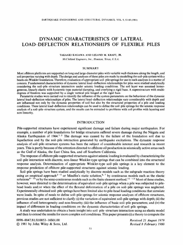 Kagawa 1981 (Old Dynamic Paper) | PDF | Deep Foundation | Earthquake ...