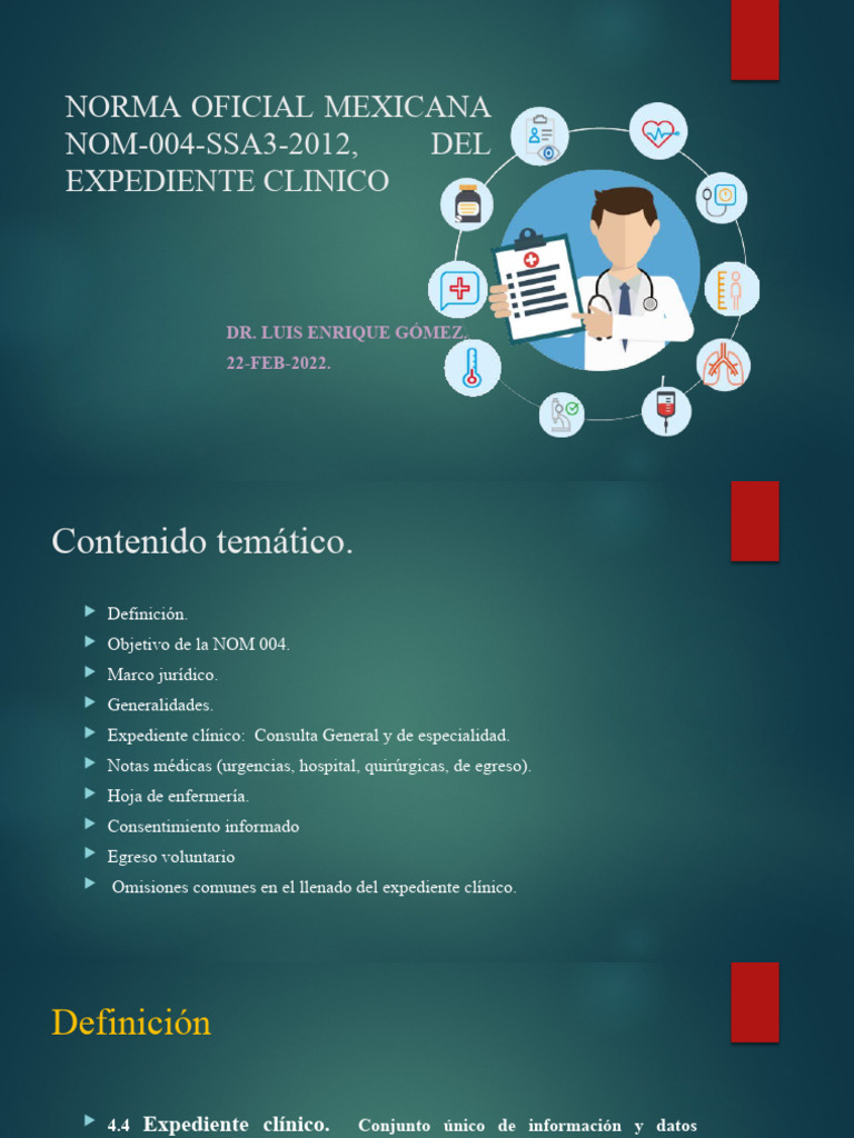 Norma Oficial Mexicana Nom-004-Ssa3-2012, Del Expediente Clinico | PDF | Cirugía | Historial médico