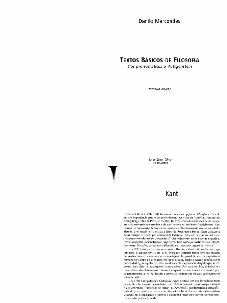 Danilo Marcondes - Textos Basicos de Filosofia - KANT | PDF