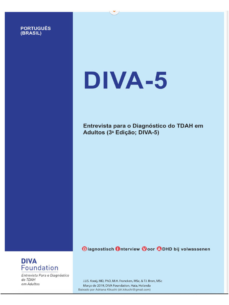 Diva 5 Tdah Adulto PT BR | PDF | Transtorno de déficit de atenção e ...