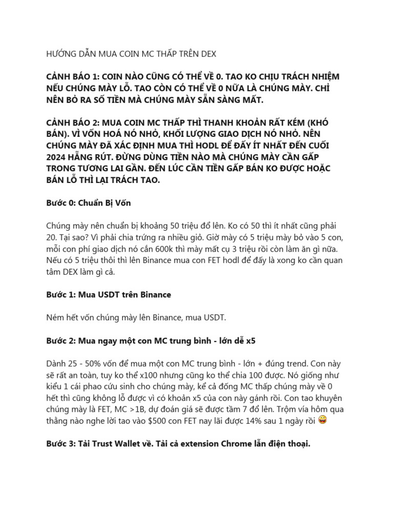 HƯỚNG DẪN MUA COIN MC THẤP TRÊN DEX | PDF