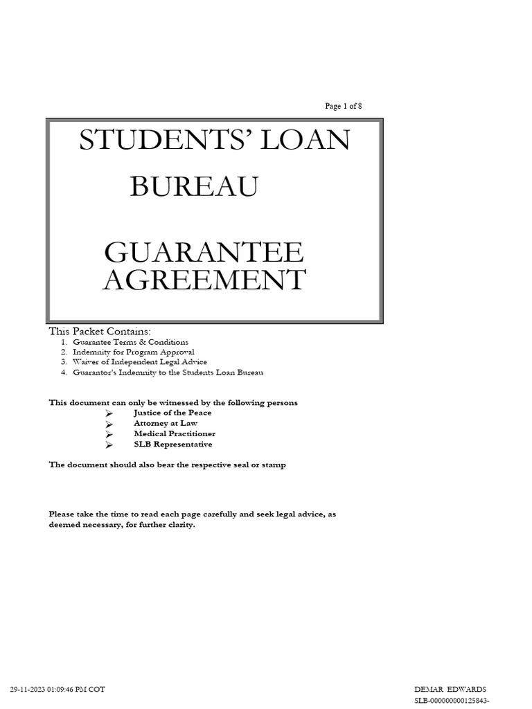 Guarantor Agreement Form | PDF | Guarantee | Loans