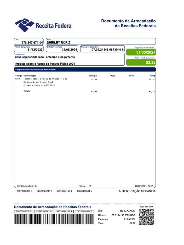 Darf Irpf 2024 Shirley 1 de 7 | PDF