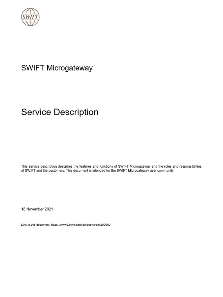 Swift Microgateway Service Description 0 | PDF | Swift (Programming ...