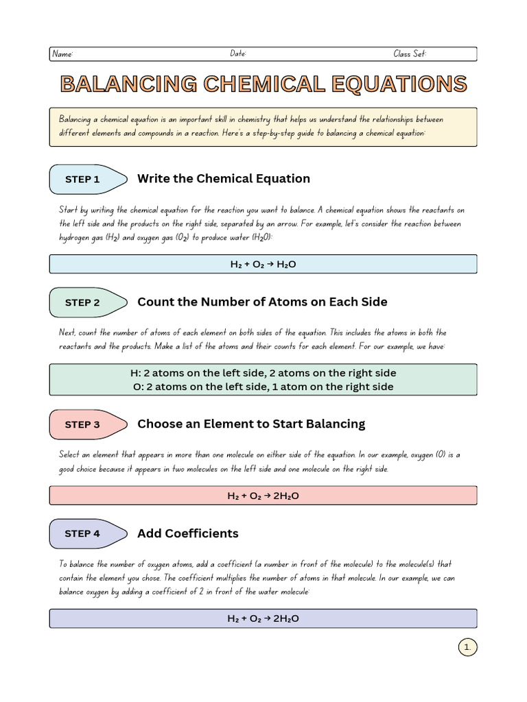 Balancing Chemical Equations | PDF | Chemistry | Molecules