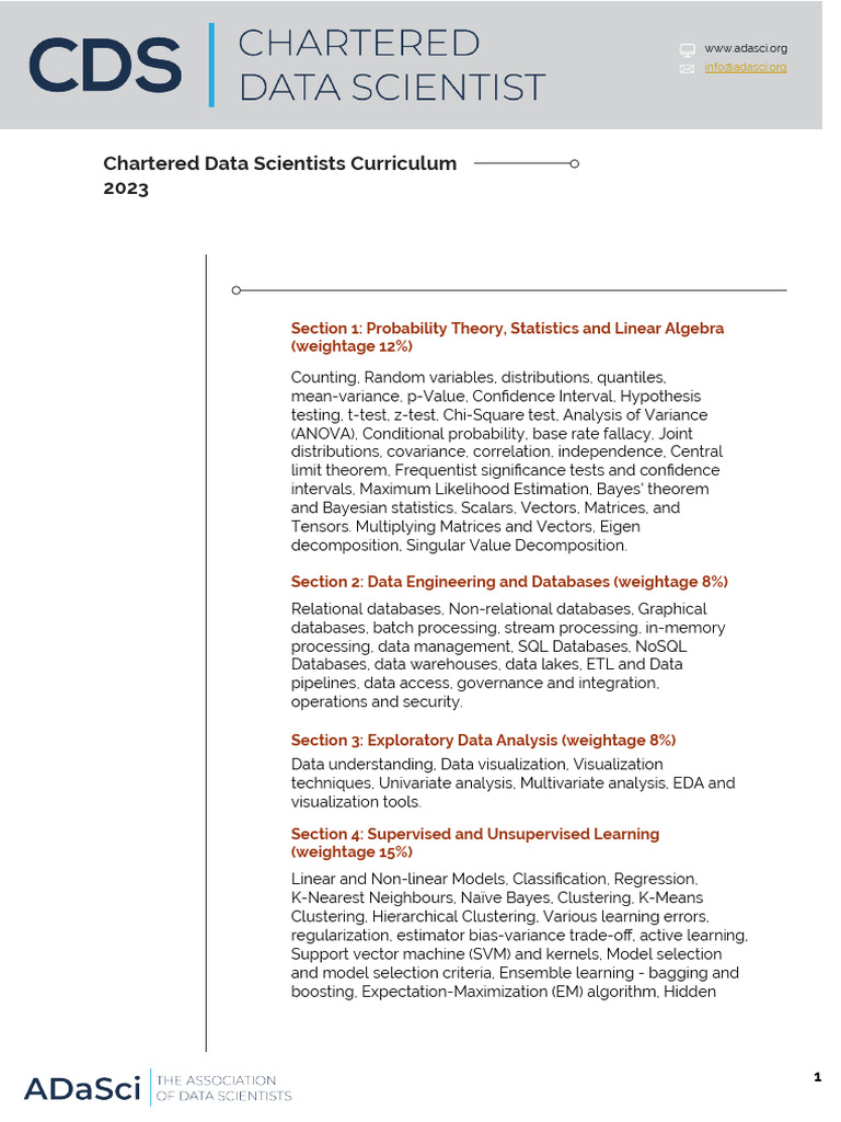 Chartered Data Scientists Curriculum 2023 - 2 | PDF | Artificial Neural ...