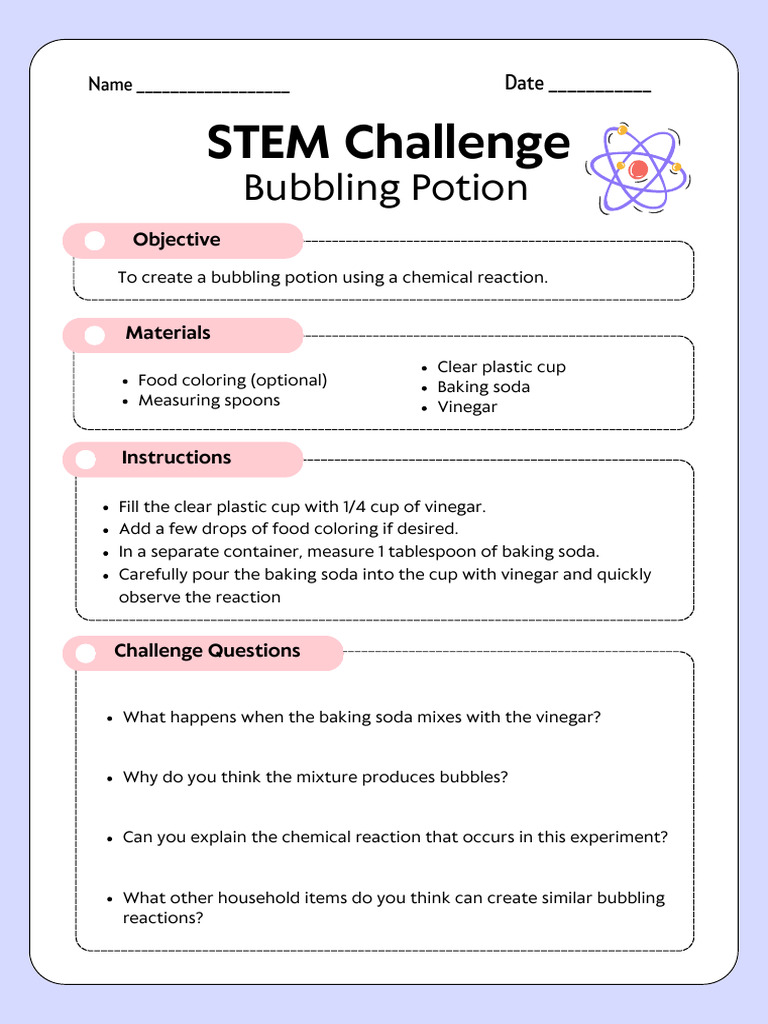 STEM Challenge Bubbling Potion | PDF | Water | Oceans