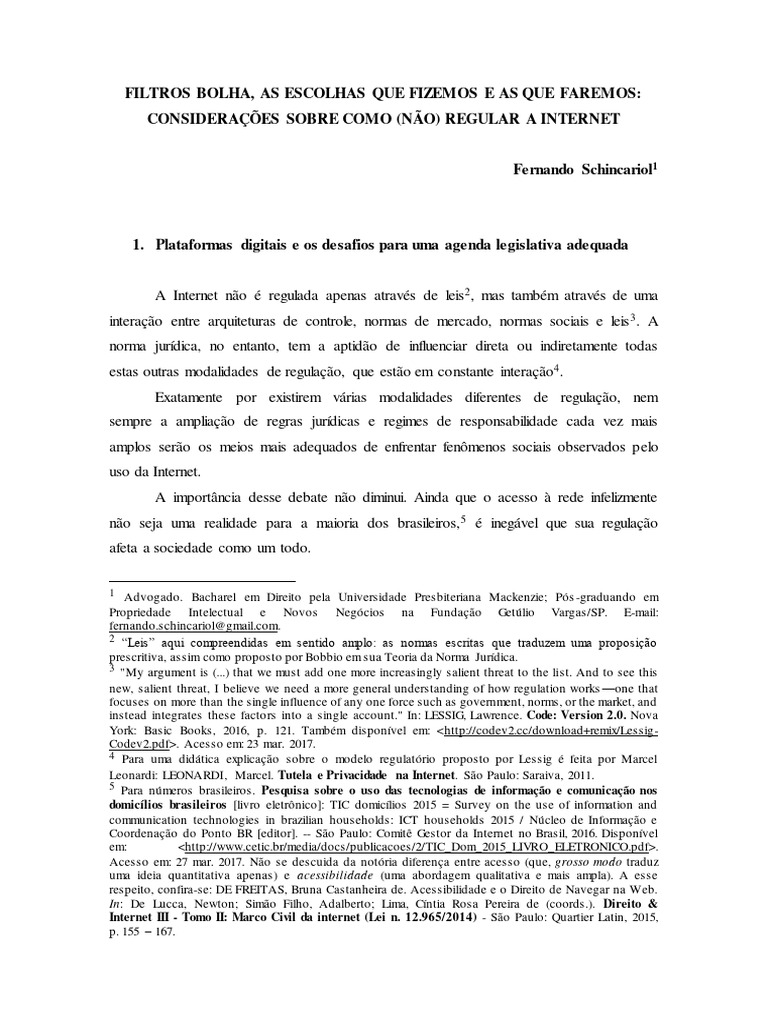 Filtros Bolha As Escolhas Que Fizemos E As Que Faremos Considerações