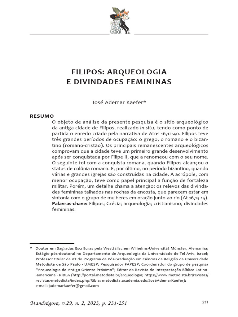 Arqueologia de Filipos e Divindades | PDF | Apóstolo Paulo | Roma Antiga