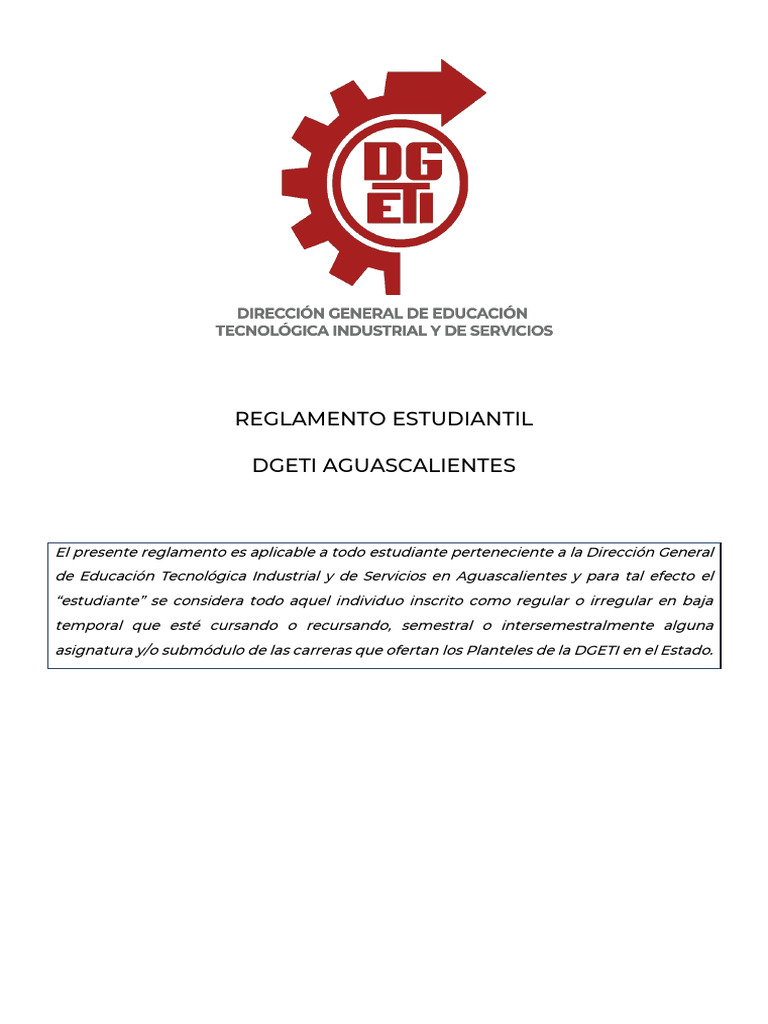 Reglamento Escolar DGETI 2022 | PDF | Plan de estudios | Trabajo Social