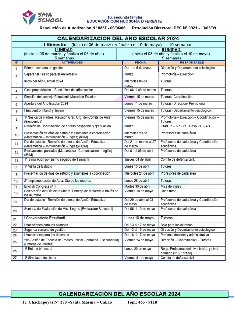 2.-Cronograma Anual 2024 - I Bim | PDF