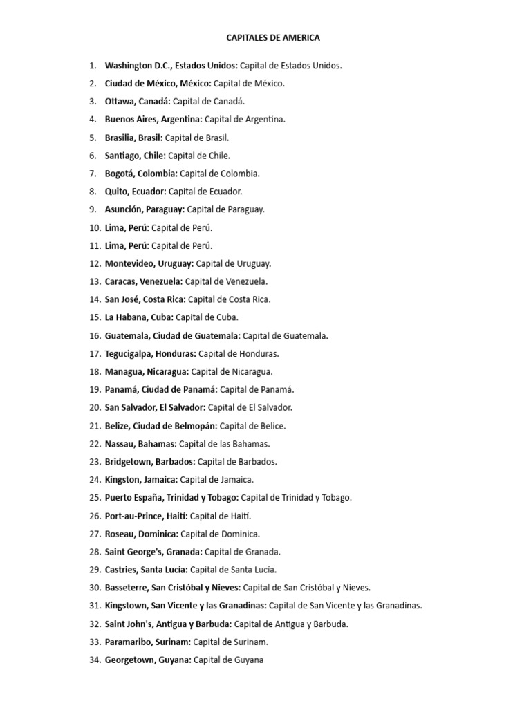 CAPITALES DE AMERICA | PDF | Las artes