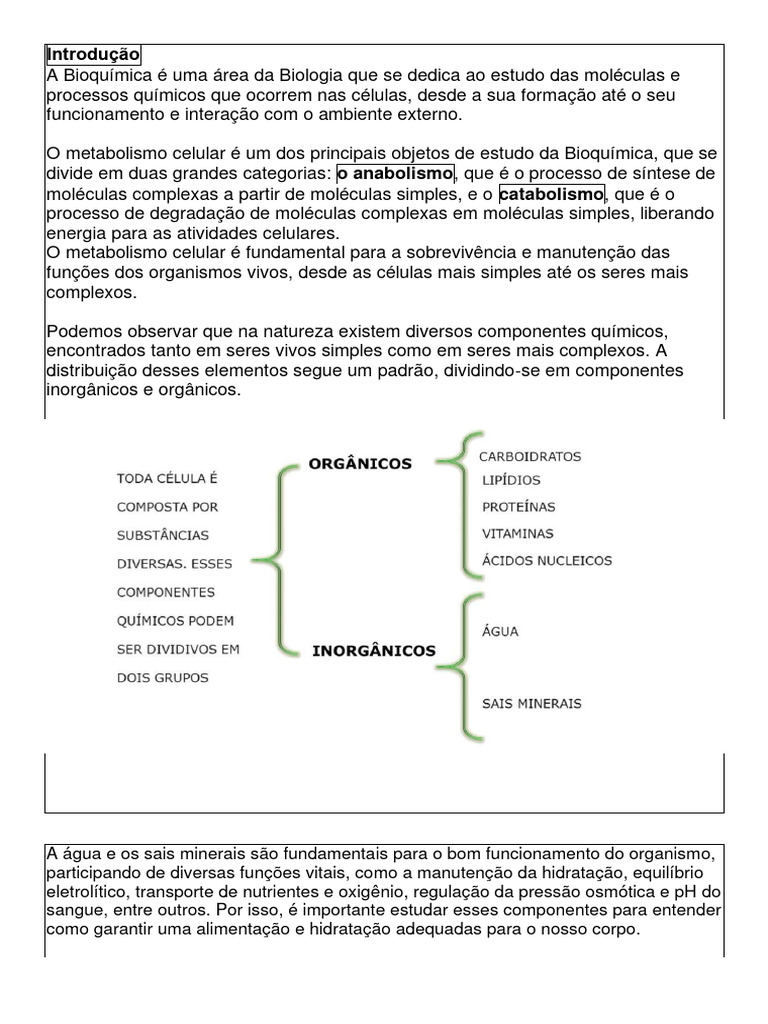 Aula 1 Biologia Agua E Sais Minerais Pdf água Propriedades Da