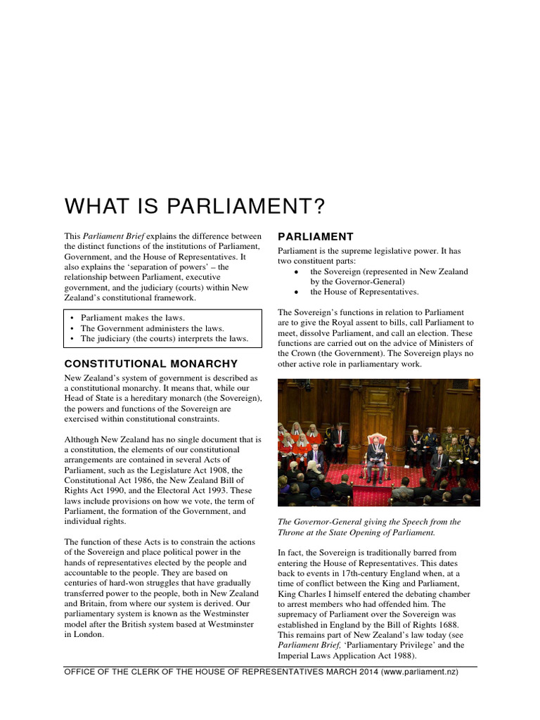 Parliament Brief What Is Parliament | PDF | Parliament | Heads Of State