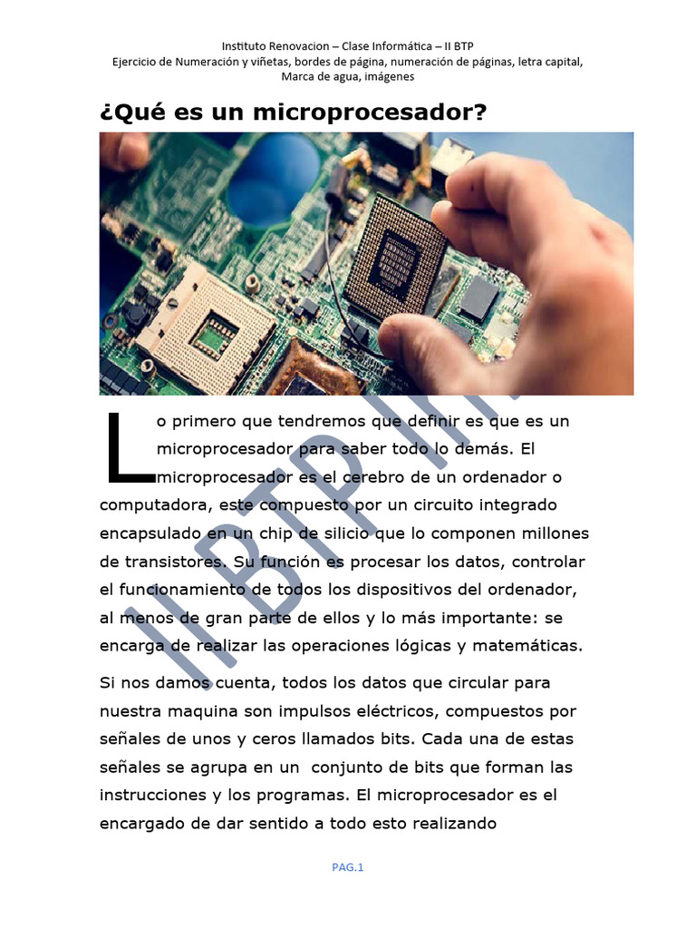 Qué Es Un Microprocesador | Descargar gratis PDF | Unidad Central de procesamiento | Microprocesador