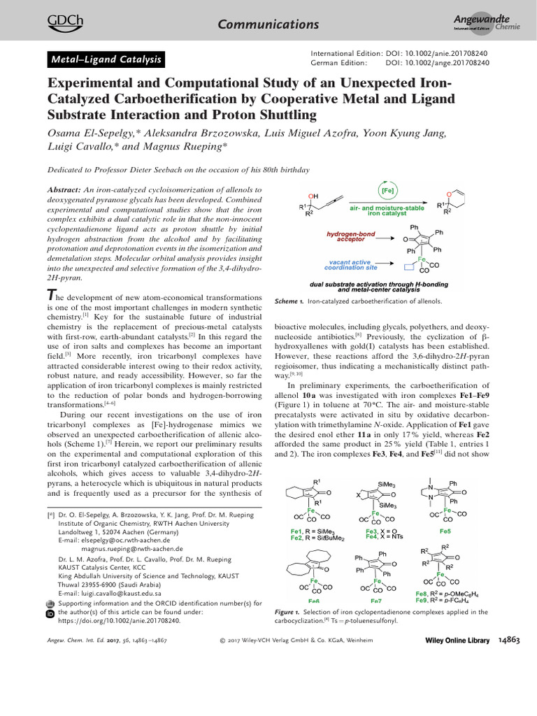 Angew Chem Int Ed - 2017 - El Sepelgy | PDF | Chemical Reactions ...