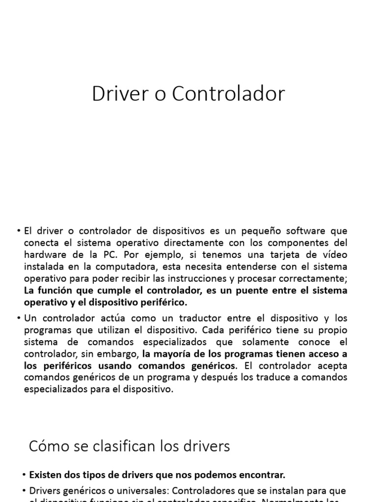 Tipos de Drivers de Dispositivos | PDF | Hardware de la computadora | Periférico