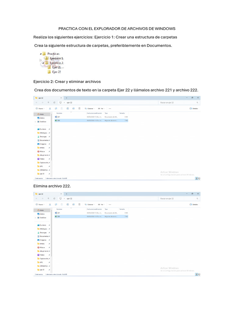 PRACTICA CON EL EXPLORADOR DE ARCHIVOS DE WINDOWS | PDF