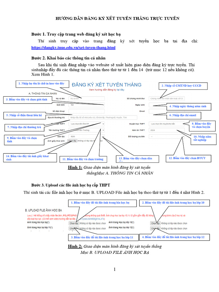 Huong Dan Dang Ky Xet Tuyen Thang (17-5-2024) | PDF