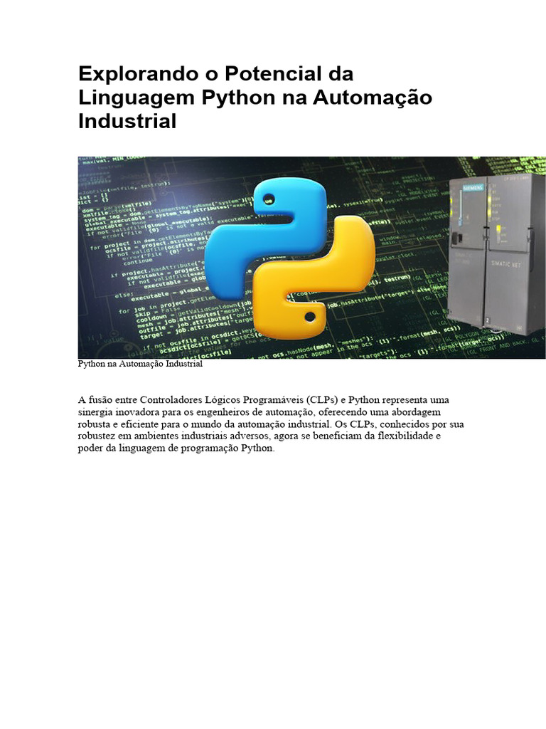 Potencial da Linguagem Python na Automação Industrial | Download grátis ... Potencial da Linguagem Python na Automação Industrial | Download grátis ...
