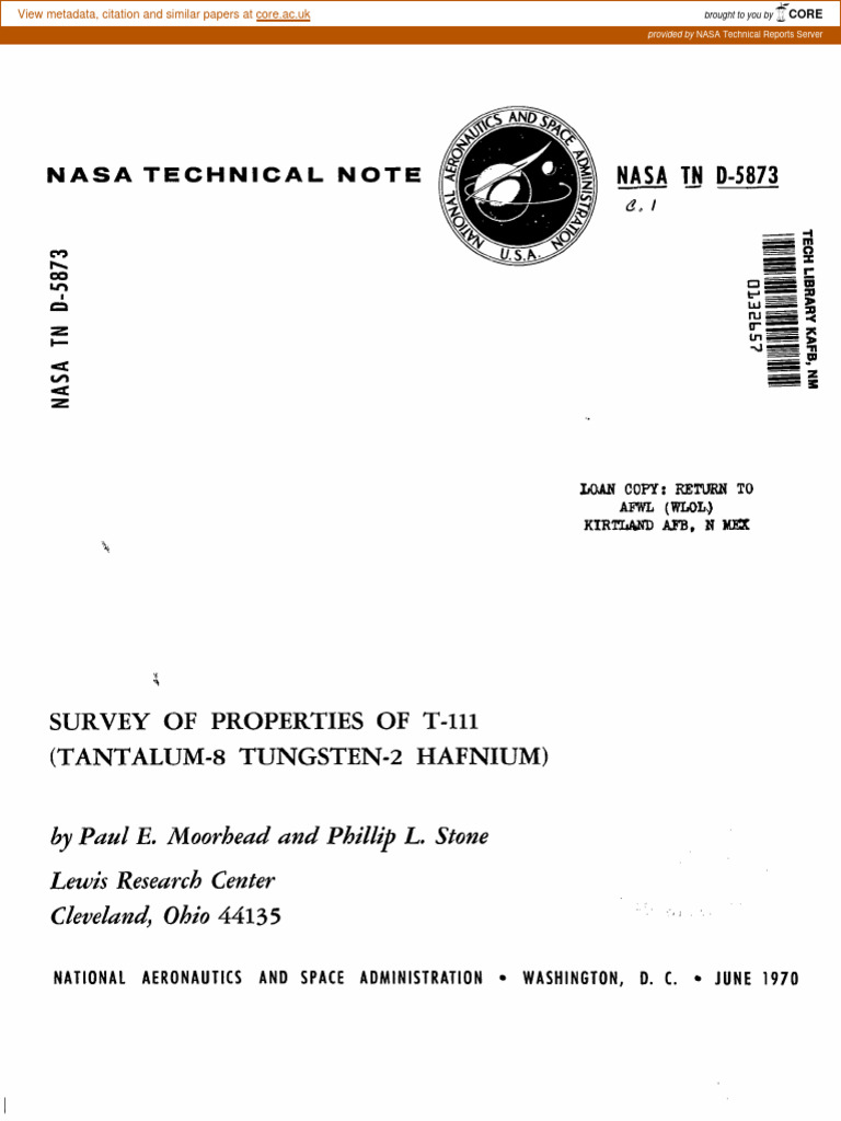 Nasa Technical Note: Pad E. Moorhead and Phiizzzp L. Stone Lewis ...
