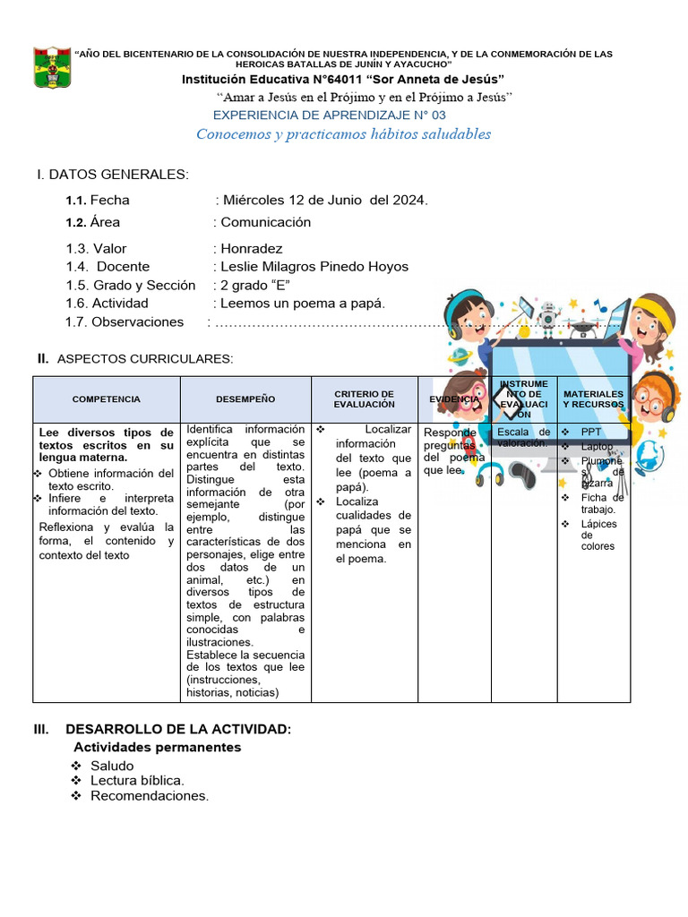 Sesión Com Leemos Un Poema A Papa Descargar Gratis Pdf Ciencia