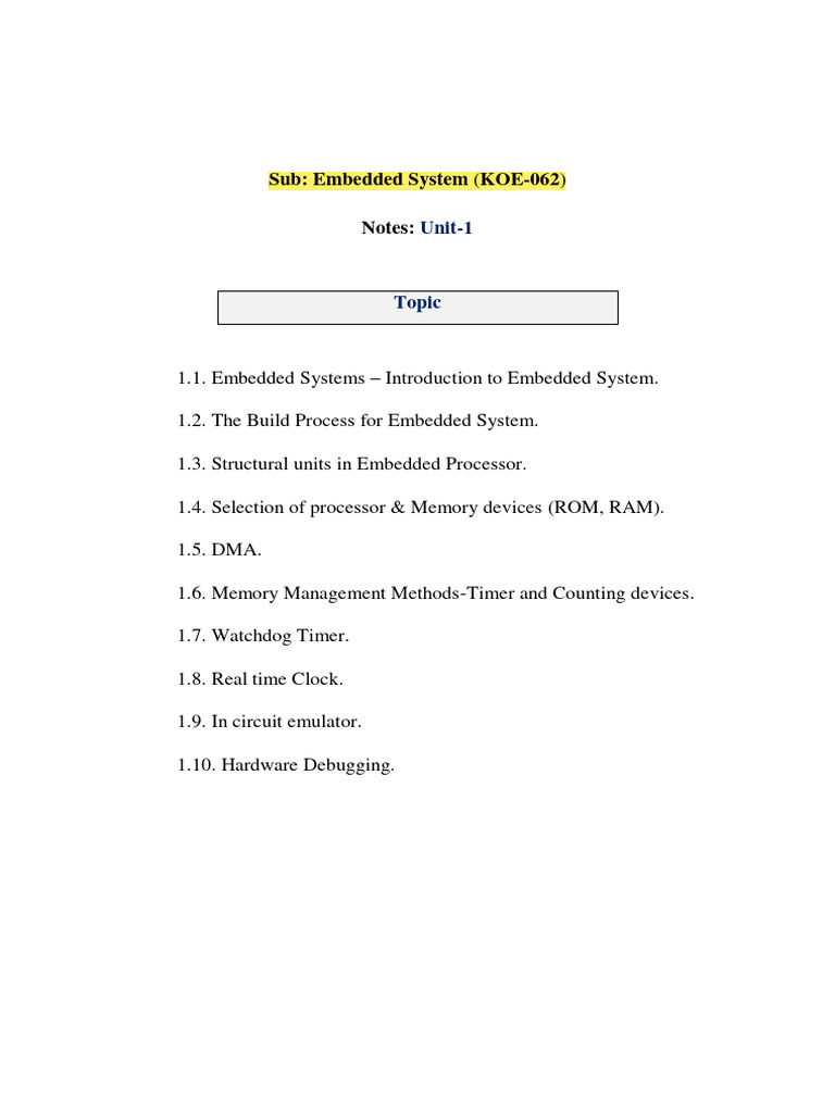 Unit 1 Embedded System PDF | PDF | Random Access Memory | Flash Memory