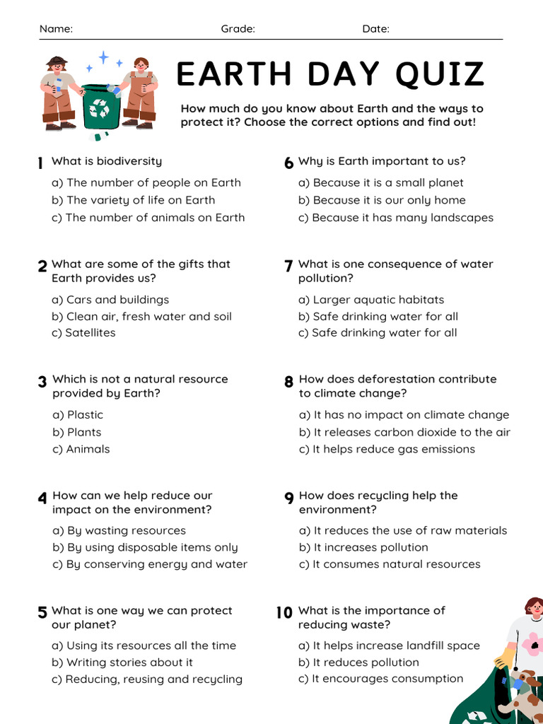 Importance of Earth and Conservation Quiz | PDF | Waste | Recycling