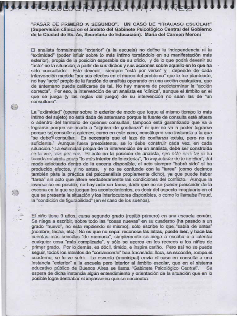 Pasar de Primero A Segundo. Un Caso de Fracaso Escolar. María Del ...