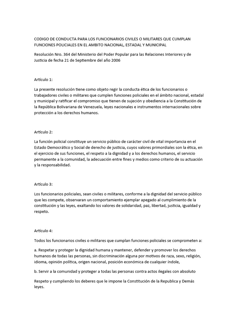 CODIGO DE CONDUCTA POLICIAL | PDF | Policía | Derechos humanos