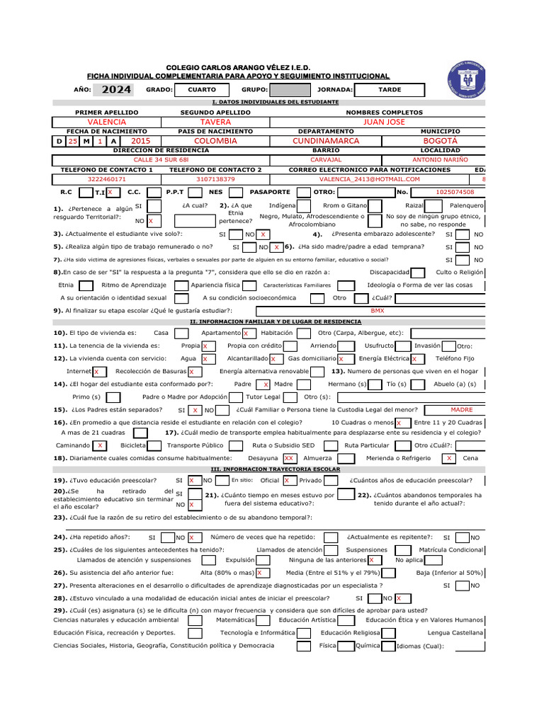 FICHA COMPLEMENTARIA 2024 Juan | PDF | Educación de la primera infancia