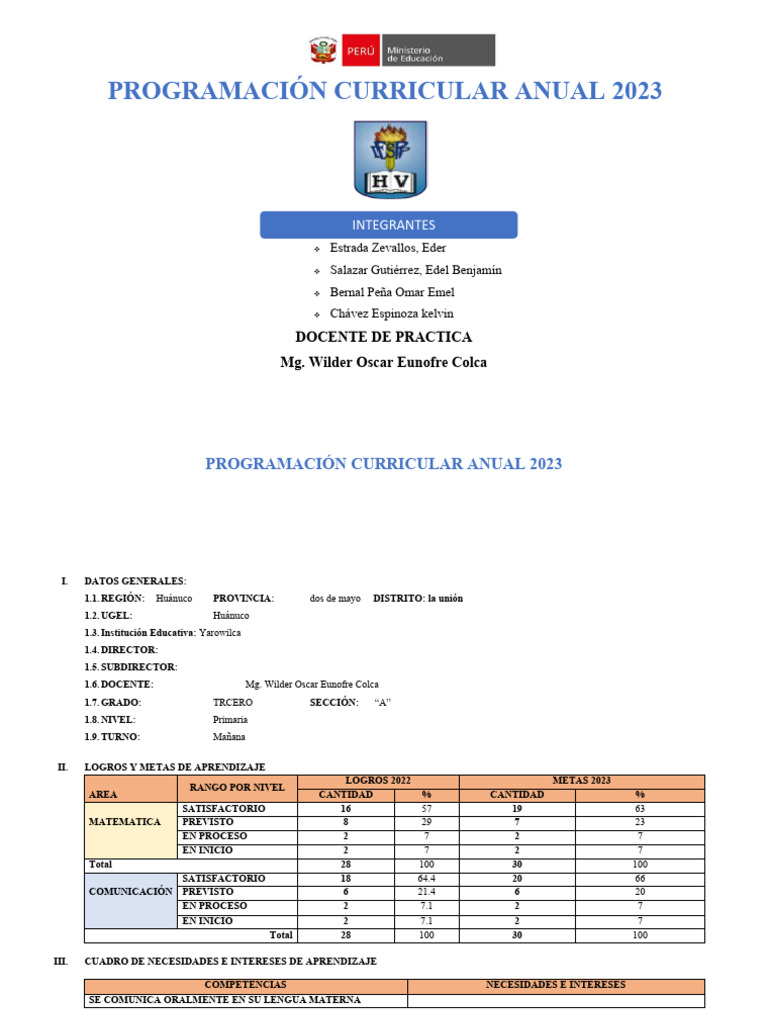 Programación Anual - Esquema 2023 | PDF | Aprendizaje | Navidad