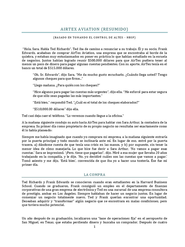 AIRTEX - Tomando El Control de Altex Actualizado - Resumido 2024 | PDF ...