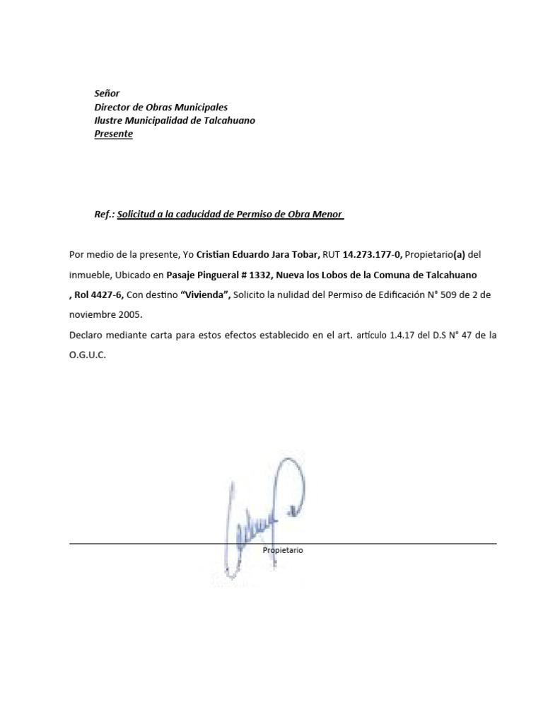 00-Solicitud A La Caducidad de Permiso de Edificacion | PDF