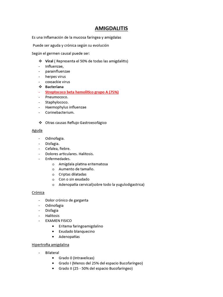 Amigdalitis y Faringitis Aguda | PDF | Medicina | Causas de la muerte
