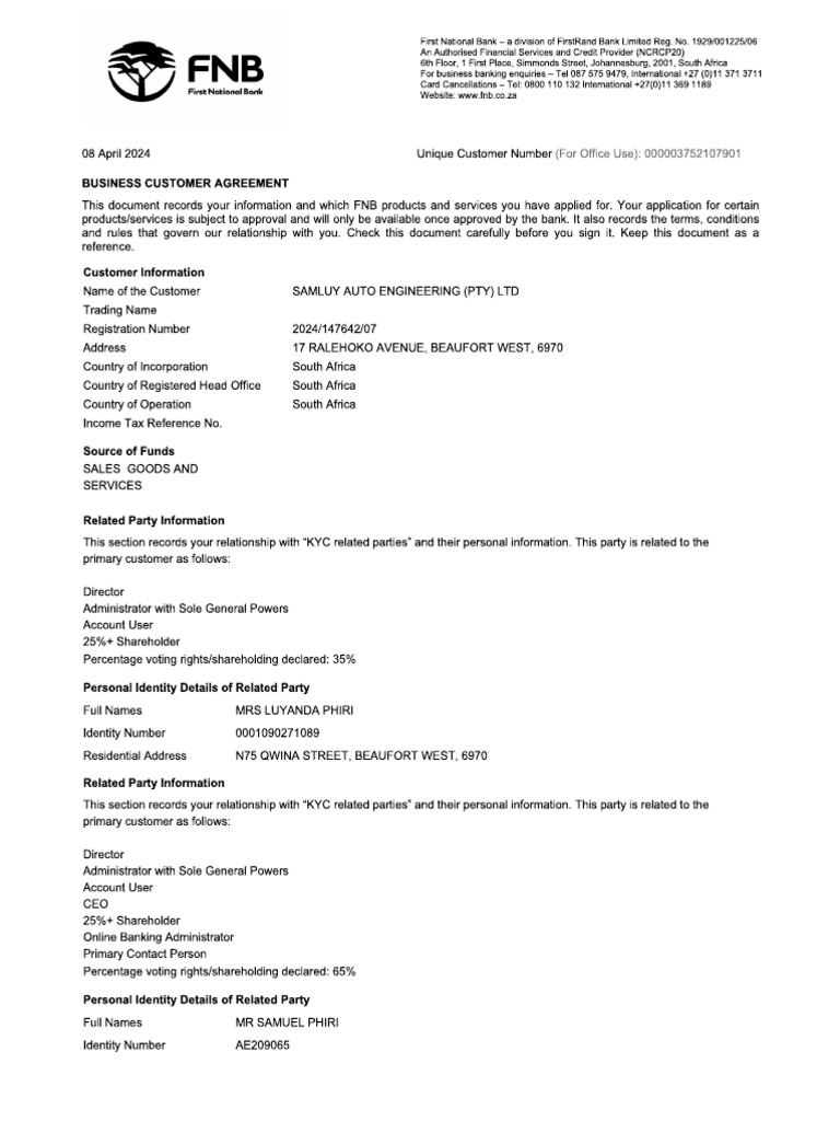 Customer agreement | PDF