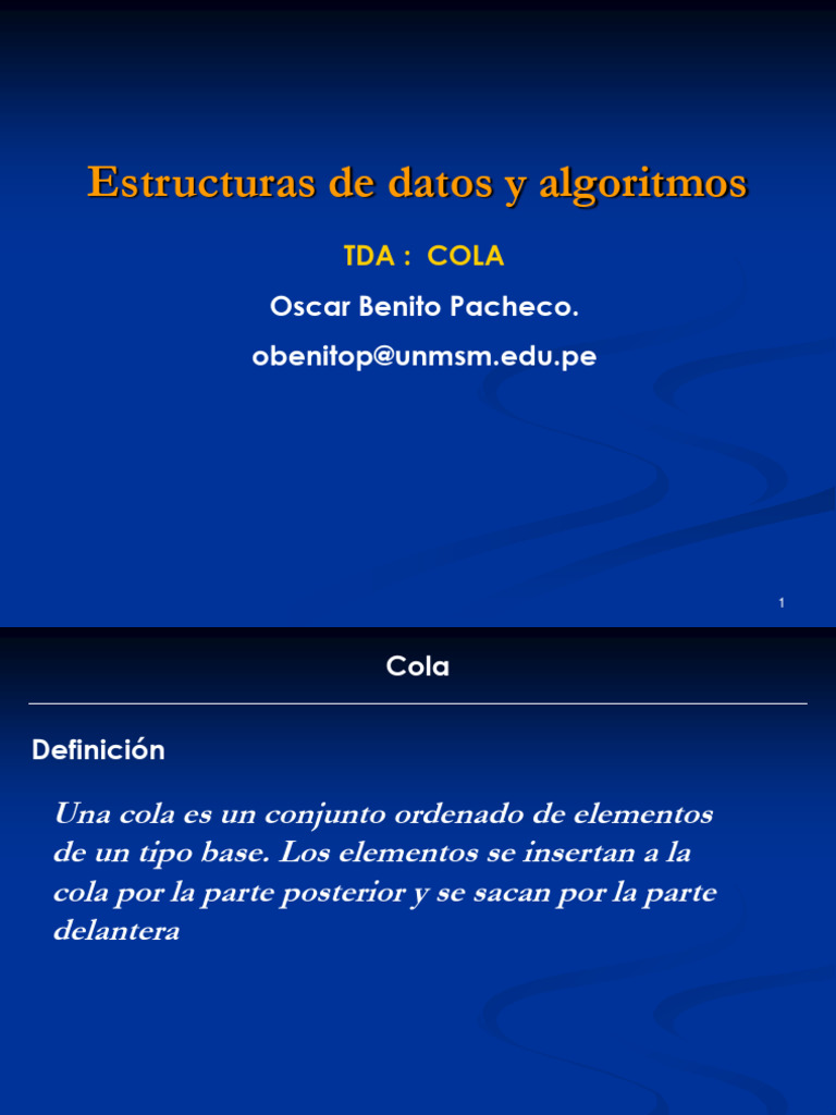 COLA | PDF | Algoritmos y Estructuras de Datos | Programación de ...