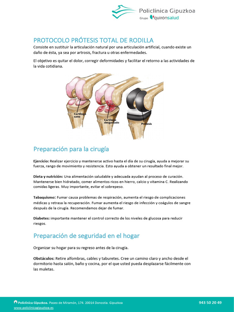 Protocolo de Prótesis Total de Rodilla | PDF | Rodilla | Cirugía