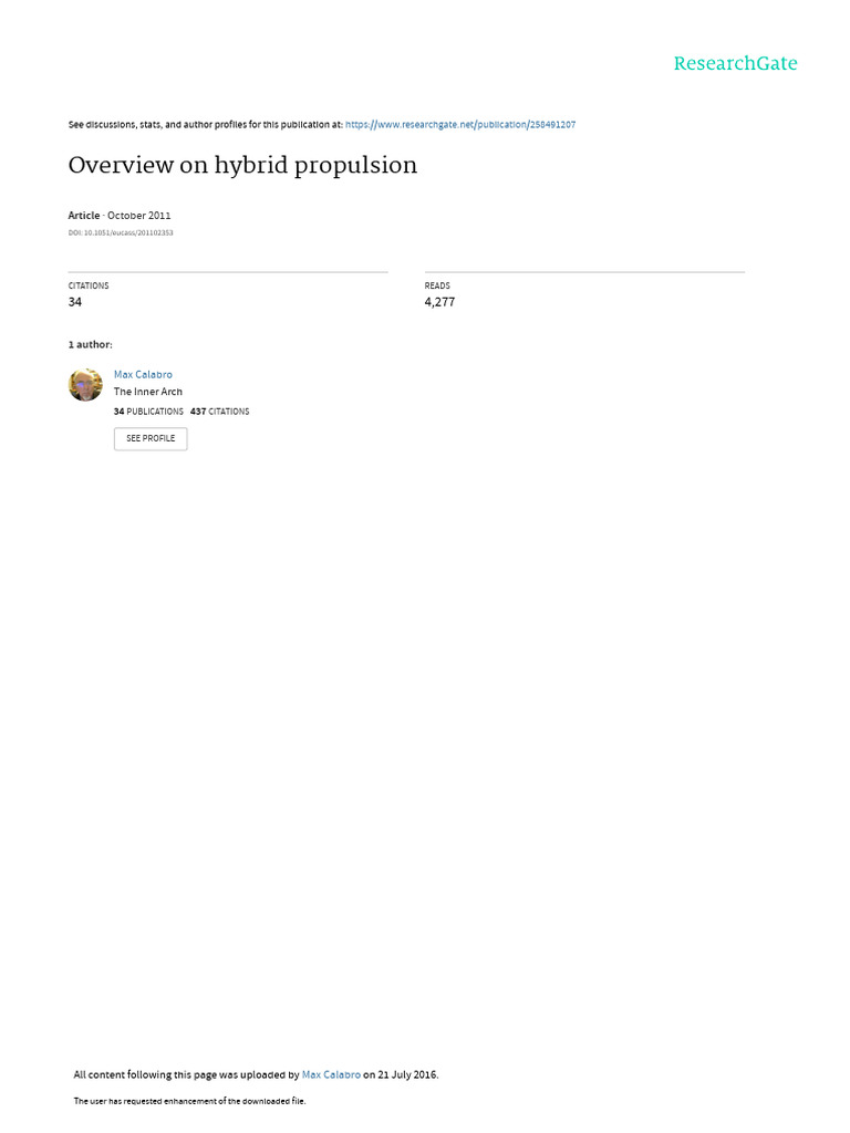 Overview On Hybrid Propulsion | Download Free PDF | Rocket Propellant | Rocket