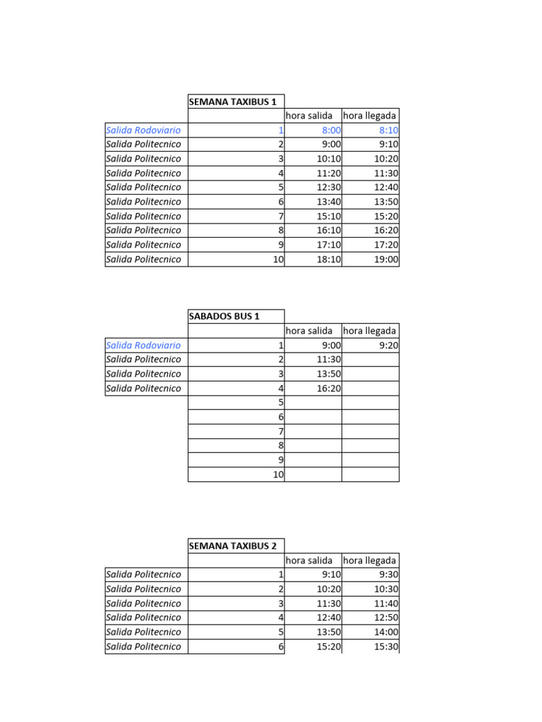 Horarios Buses 202410 | PDF