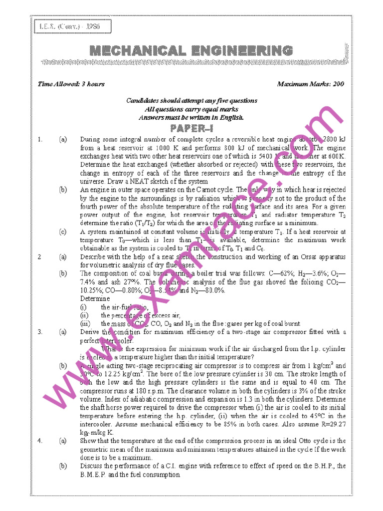 IES Conventional Mechanical Engineering 1986 | PDF | Applied And Interdisciplinary Physics ...