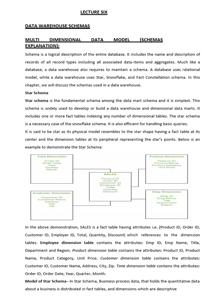 LECTURE SIX-SCHEMAS | PDF | Data Warehouse | Data Management Software
