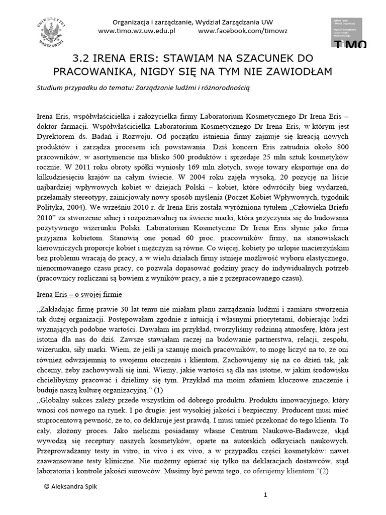 3.2 Irena Eris - Laboratorium Kosmetyczne | PDF