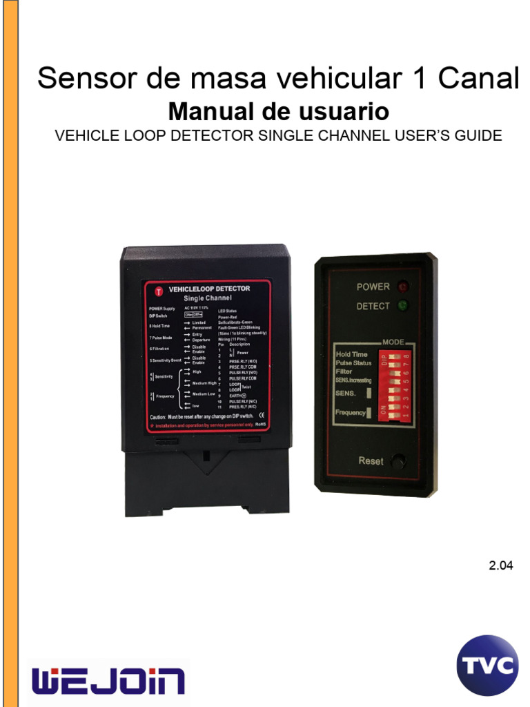 WEJOIN-WJDG102-Sensor-de-Masa-Vehicular-Guía-Rápida-Español | PDF | Cambiar | Relé