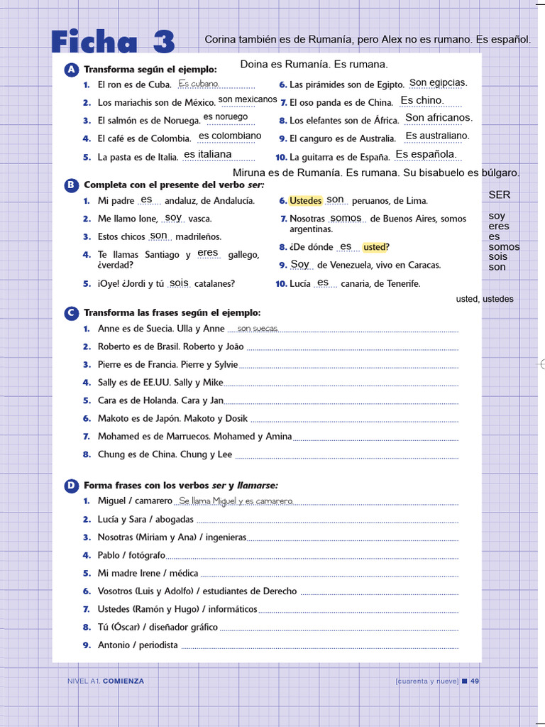 A1.1 Fichas 1 | PDF | Lingüística