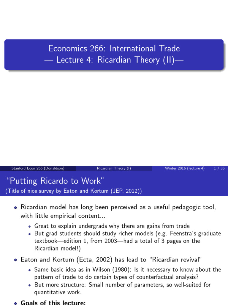 26 Lecture-4 - Ricardo-Theory-II | PDF | Comparative Advantage | Economies